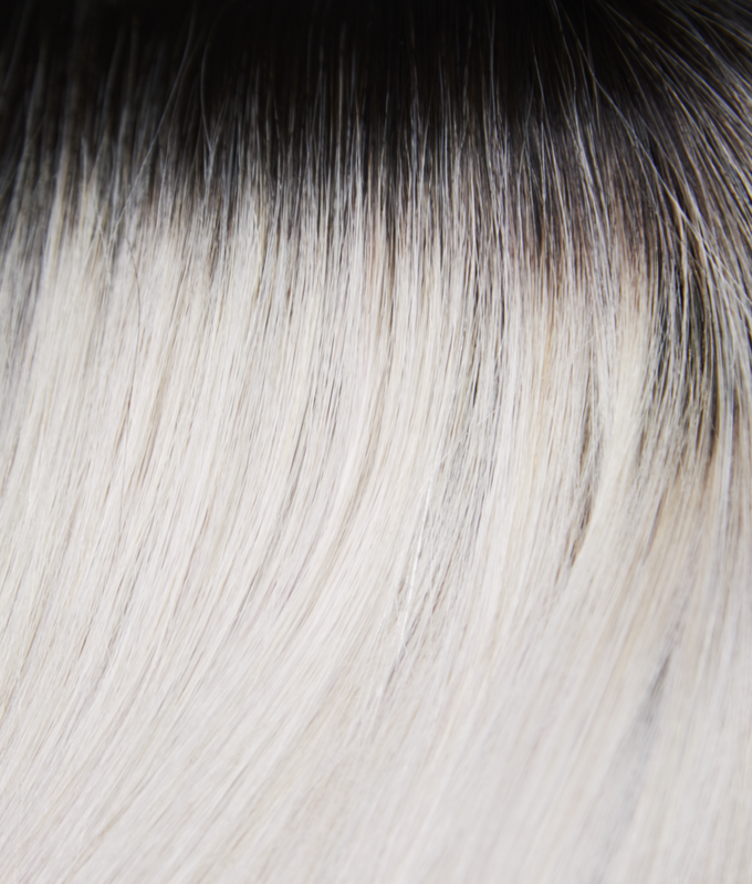 Straight Center Part Short Bob Ash Blonde with Dark Root Wig | Mayvenn